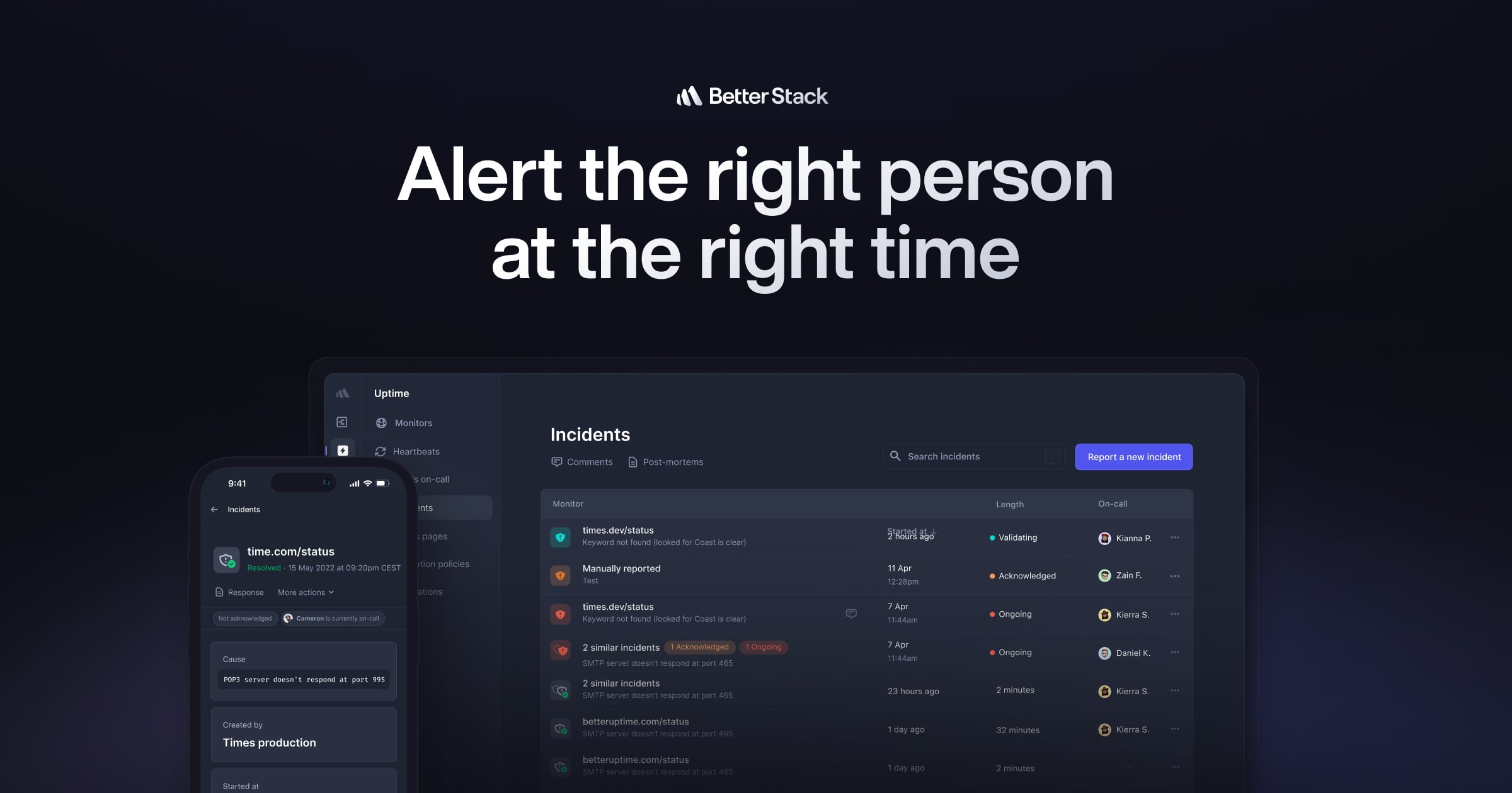 Incident Management & On-call | Better Stack