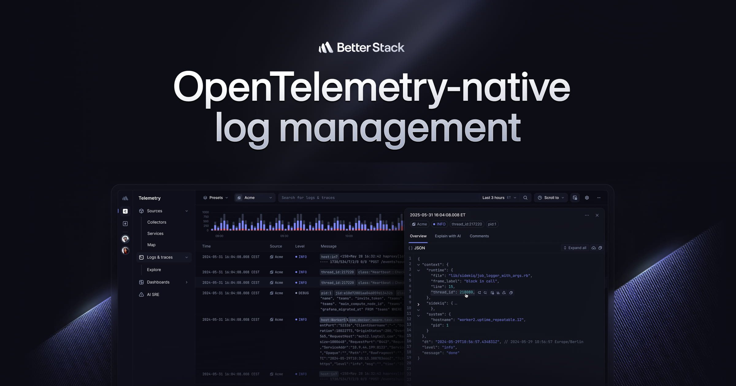 OpenTelemetry-native log management | Better Stack