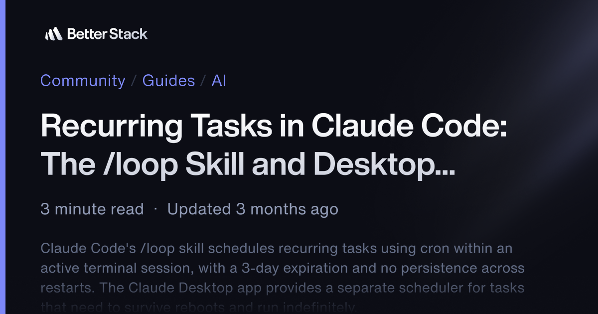 Recurring Tasks in Claude Code: The /loop Skill and Desktop Scheduler ...