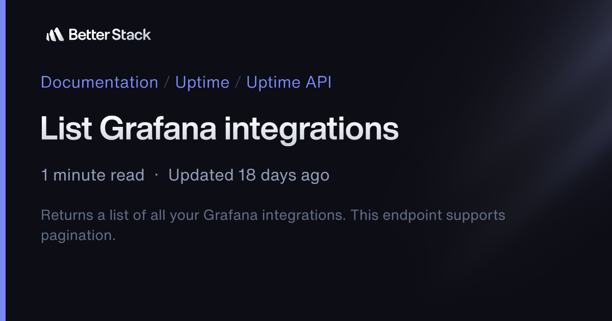 List Grafana integrations | Better Stack Documentation