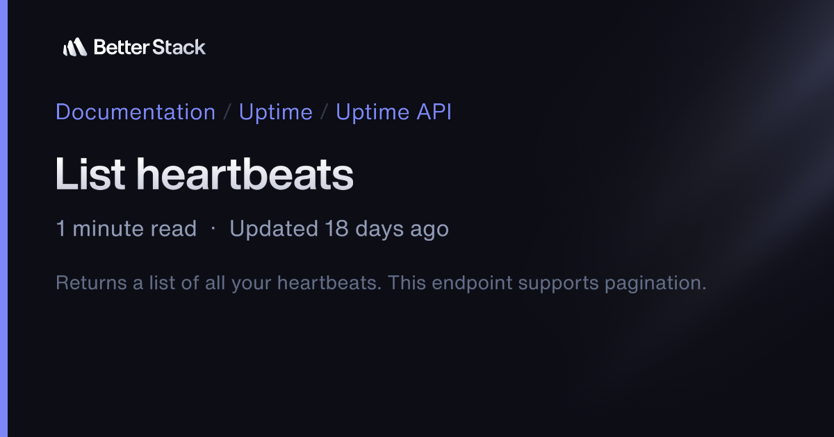 List heartbeats | Better Stack Documentation