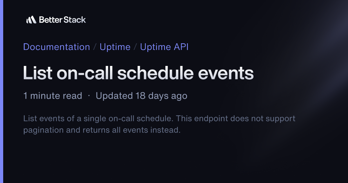 List on-call calendar events | Better Stack Documentation
