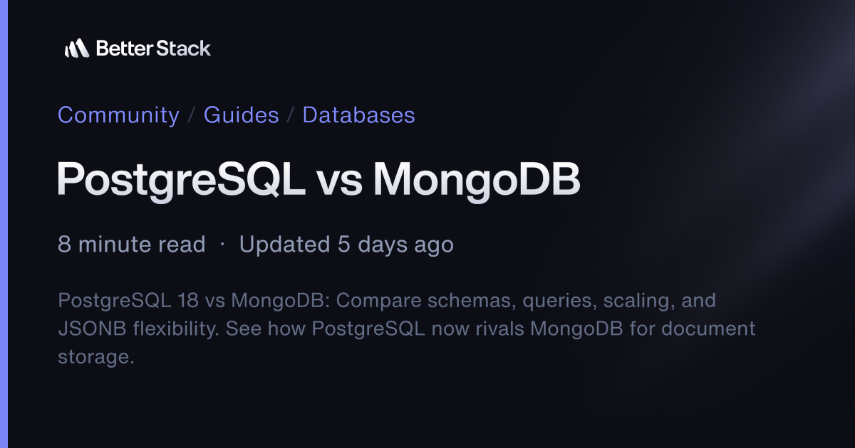 PostgreSQL vs MongoDB | Better Stack Community