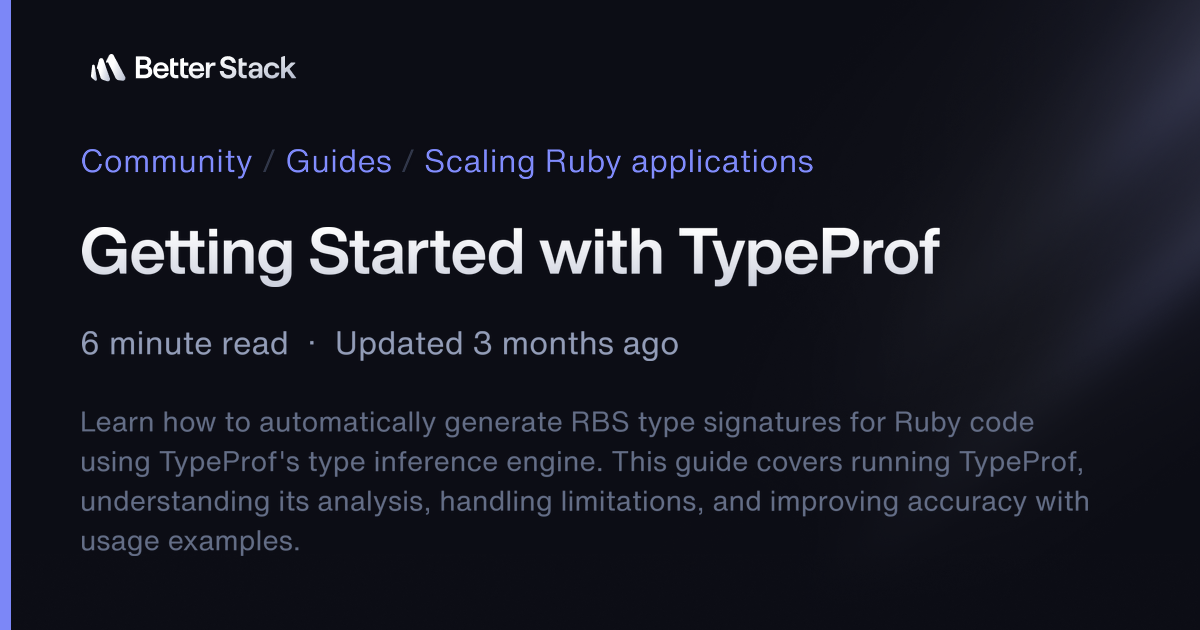 Getting Started With Typeprof Better Stack Community